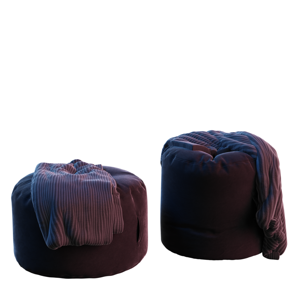 Pouf Set with Blanket 01 • iMeshh - 3D Model for Blender 4.0+