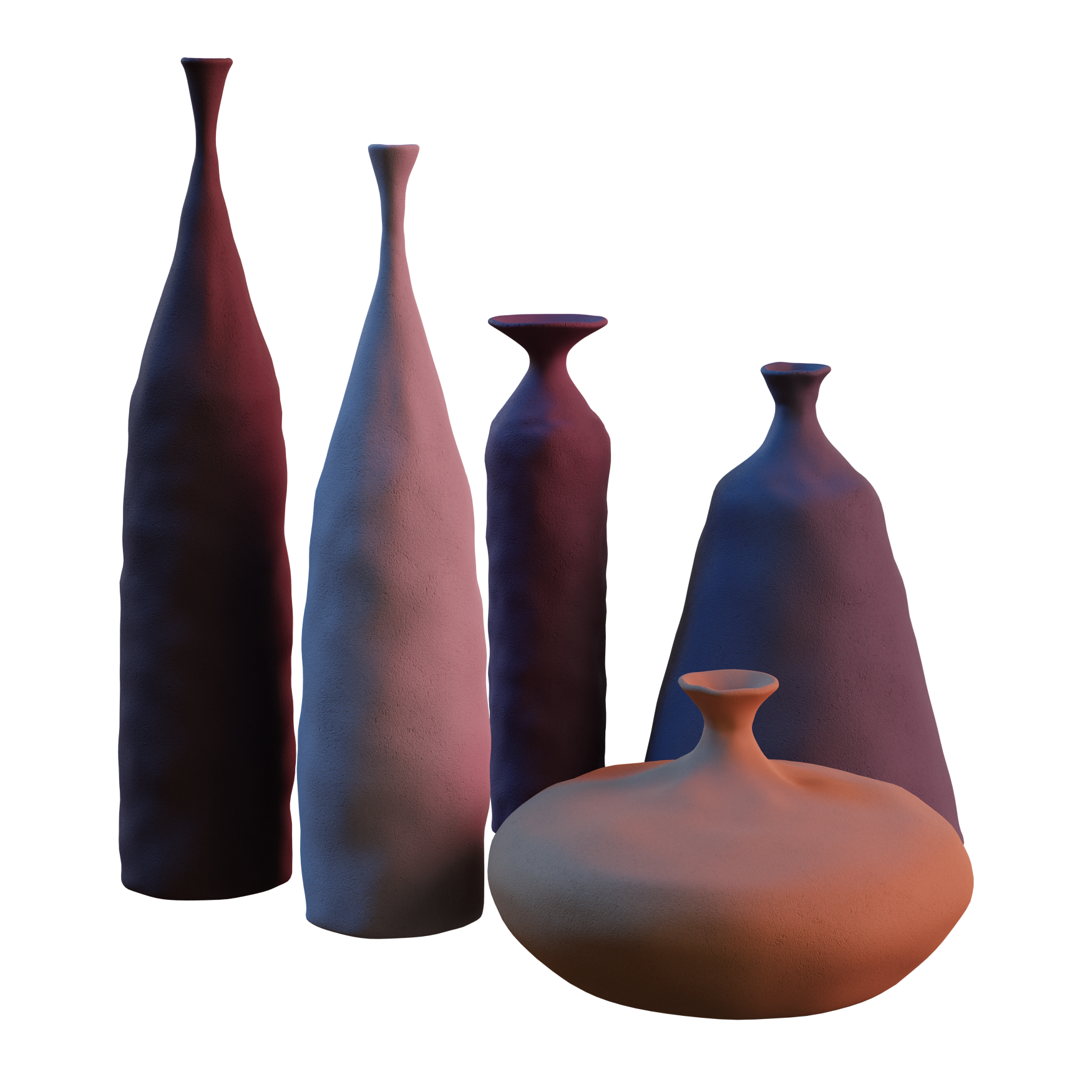 Blue Pattern Vase Set 01 • iMeshh - 3D Model for Blender 4.0+