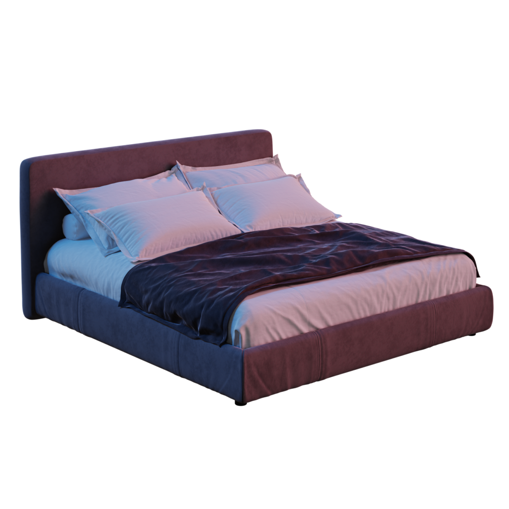 Soft Red Double Bed 01 • iMeshh - 3D Model for Blender 4.0+
