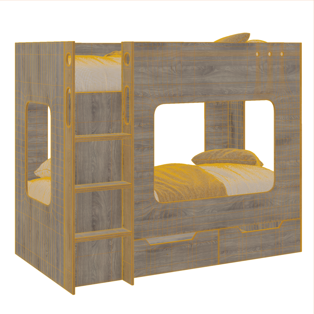 Kids Block Bunk Double Bed 01 • iMeshh - 3D Model for Blender 4.0+