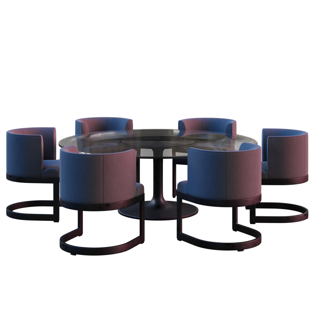 Round Glass Table Dining Set 01 • iMeshh - 3D Model for Blender 4.0+