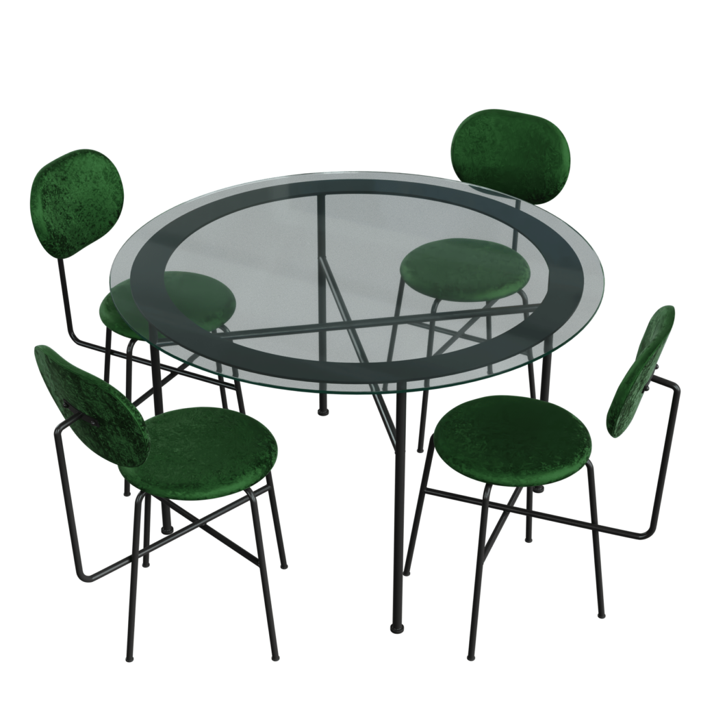 Round Glass Table Dining Set 02 • iMeshh - 3D Model for Blender 4.0+