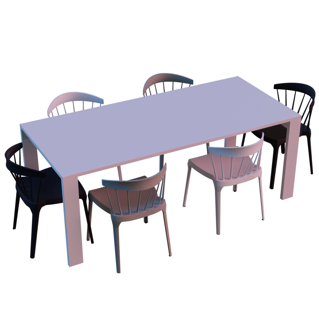 Plain White Table Dining Set 01 • iMeshh - 3D Model for Blender 4.0+