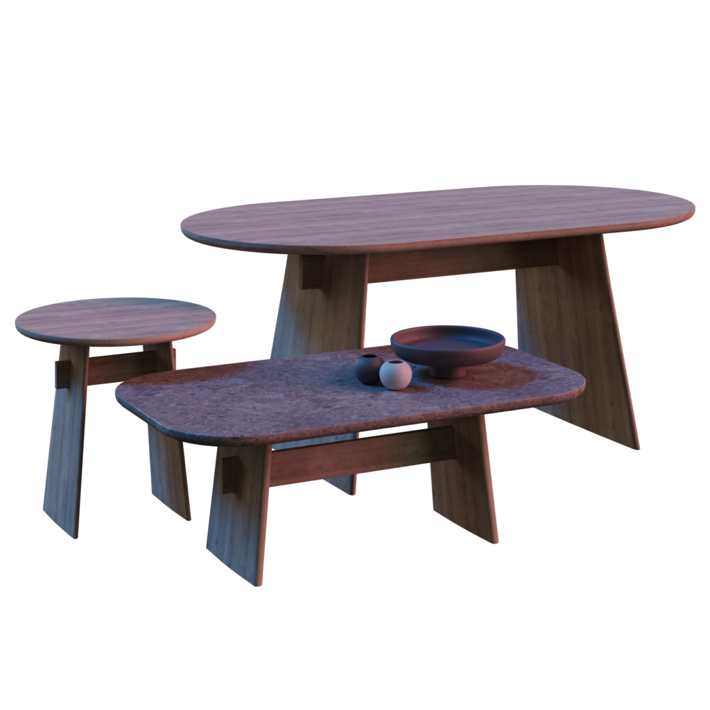 Oak Arches Dining Set 01 • iMeshh - 3D Model for Blender 4.0+