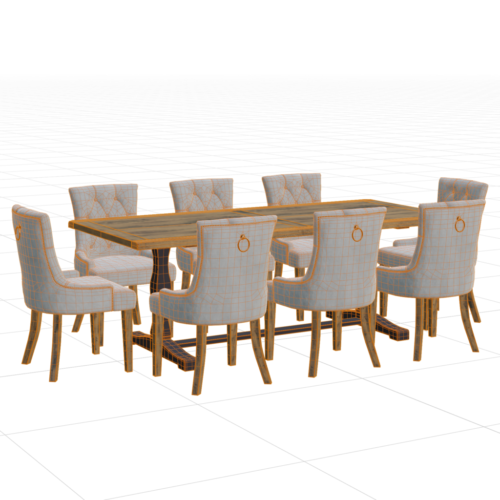 Rustic Contemporary Dining Table Set 01 • iMeshh - 3D Model for Blender ...