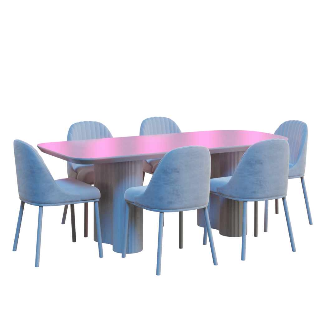 White Elegant Dining Table Set 01 • iMeshh - 3D Model for Blender 4.0+