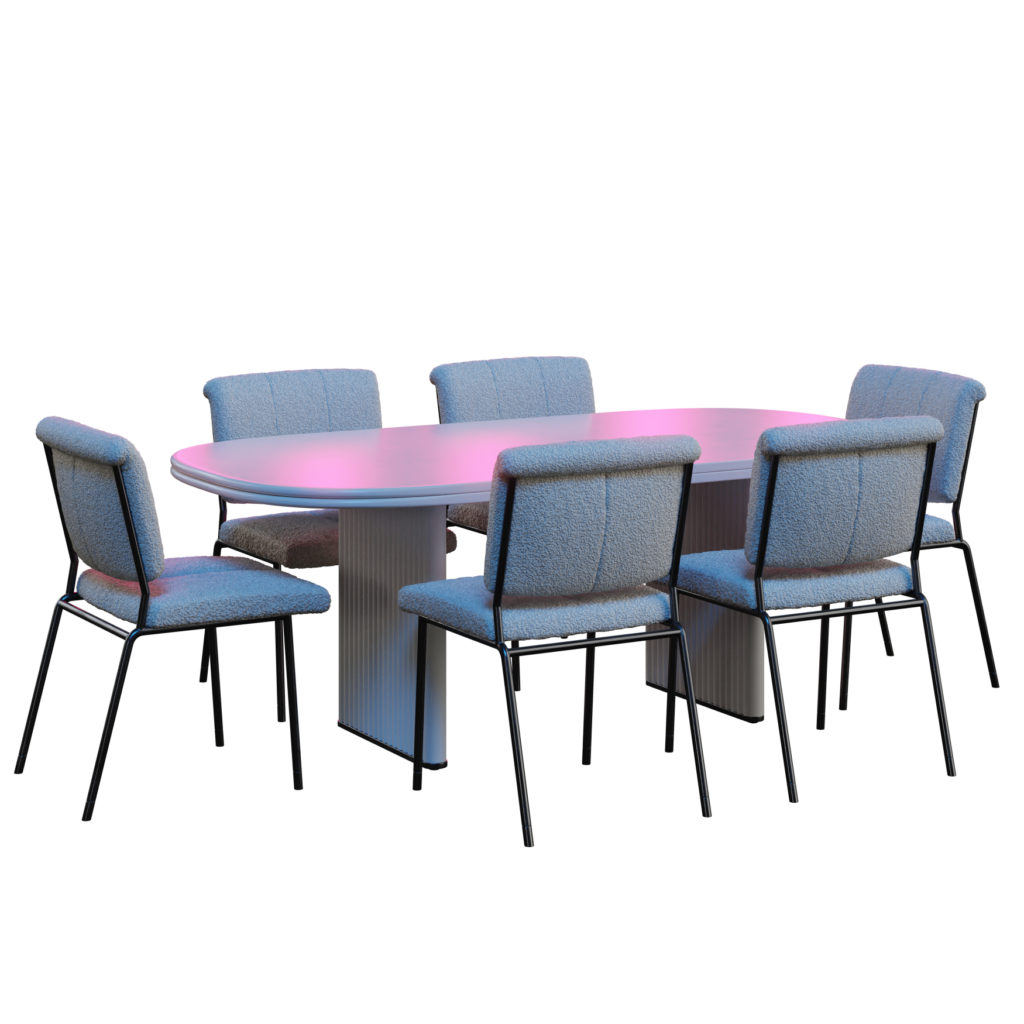 White Elegant Dining Table Set 02 • iMeshh - 3D Model for Blender 4.0+
