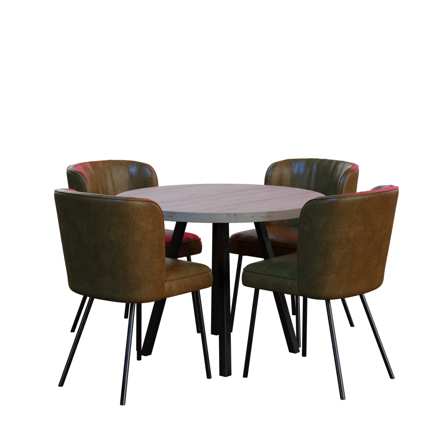 Industrial Leather Dining Table Set 01 • iMeshh - 3D Model for Blender 4.0+