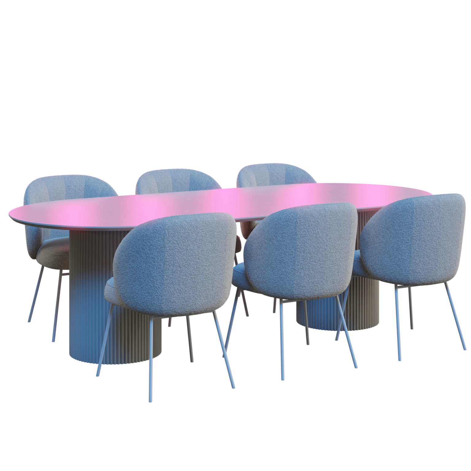White Elegant Dining Table Set 03 • iMeshh - 3D Model for Blender 4.0+