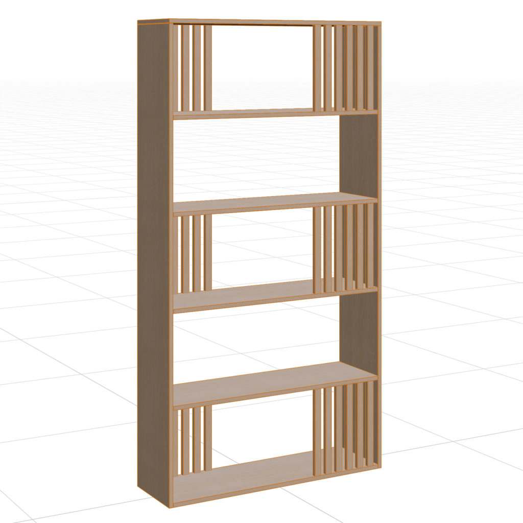 Slat Side Bookshelf 01 • iMeshh - 3D Model for Blender 4.0+